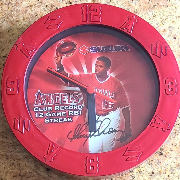 Wall Decor | Wall Clock Angels Baseball Garrett Anderson Signed Clock ...